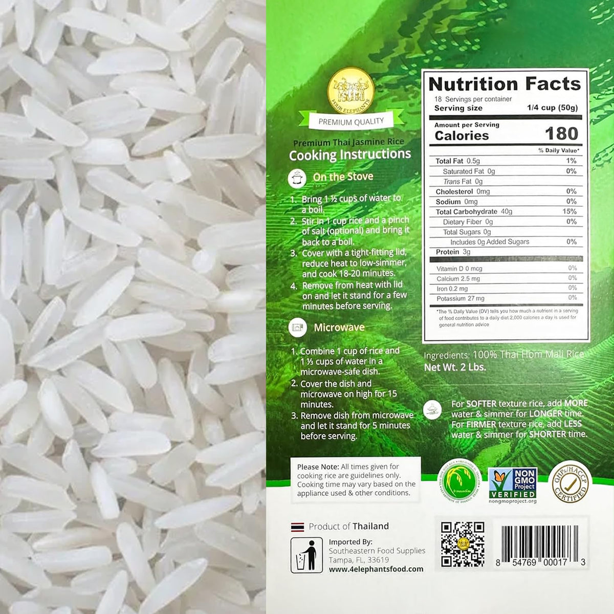 2 LBS Premium Thai Jasmine Rice – Four Elephants